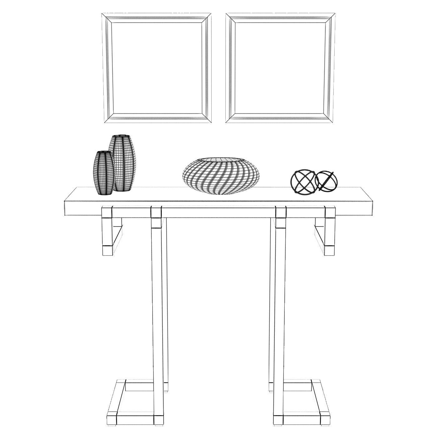 Console Table with marble Top Metal Frame free 3D model | CGTrader