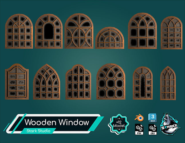 3D model Wooden Windows Pack VR / AR / low-poly | CGTrader
