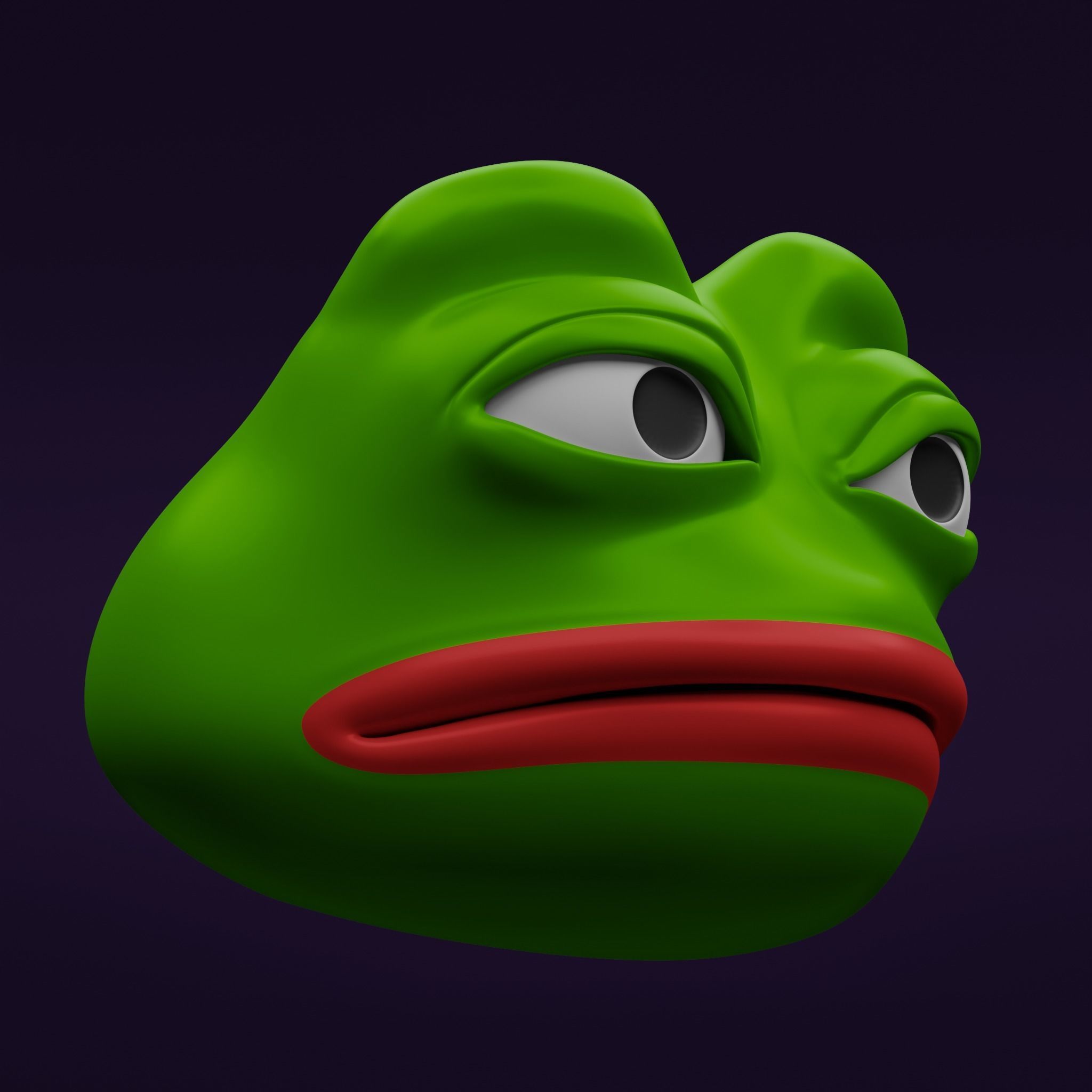 3D model Pepe the Frog - Angry Pepe Expression Head Model VR / AR / low ...