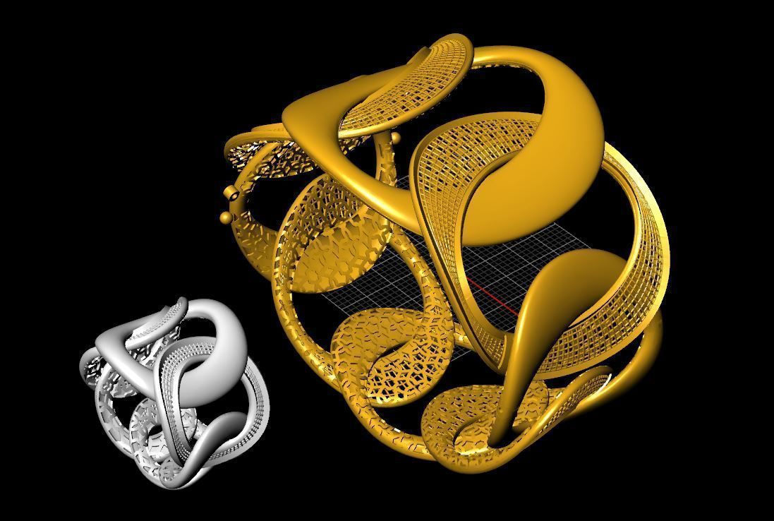 Direct casting mina gold bracelet and ring 3D model animated | CGTrader
