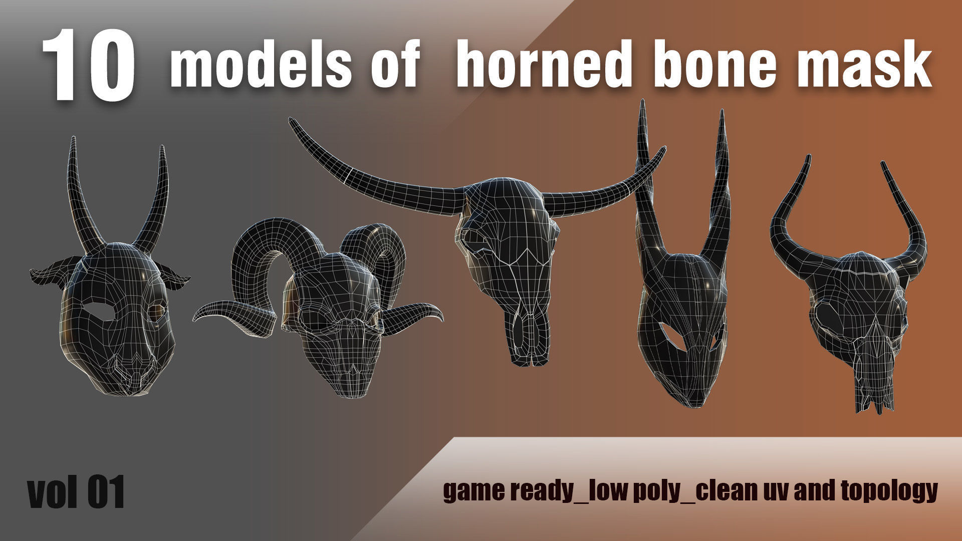 3D model Horned bone mask VR / AR / low-poly | CGTrader