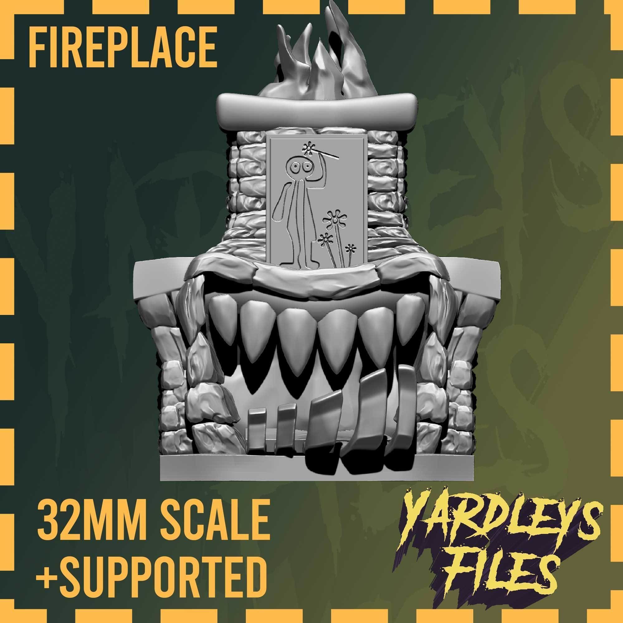 FANGS OF THE HEARTH Fireplace DnD Mimic 32mm 3D model 3D printable ...