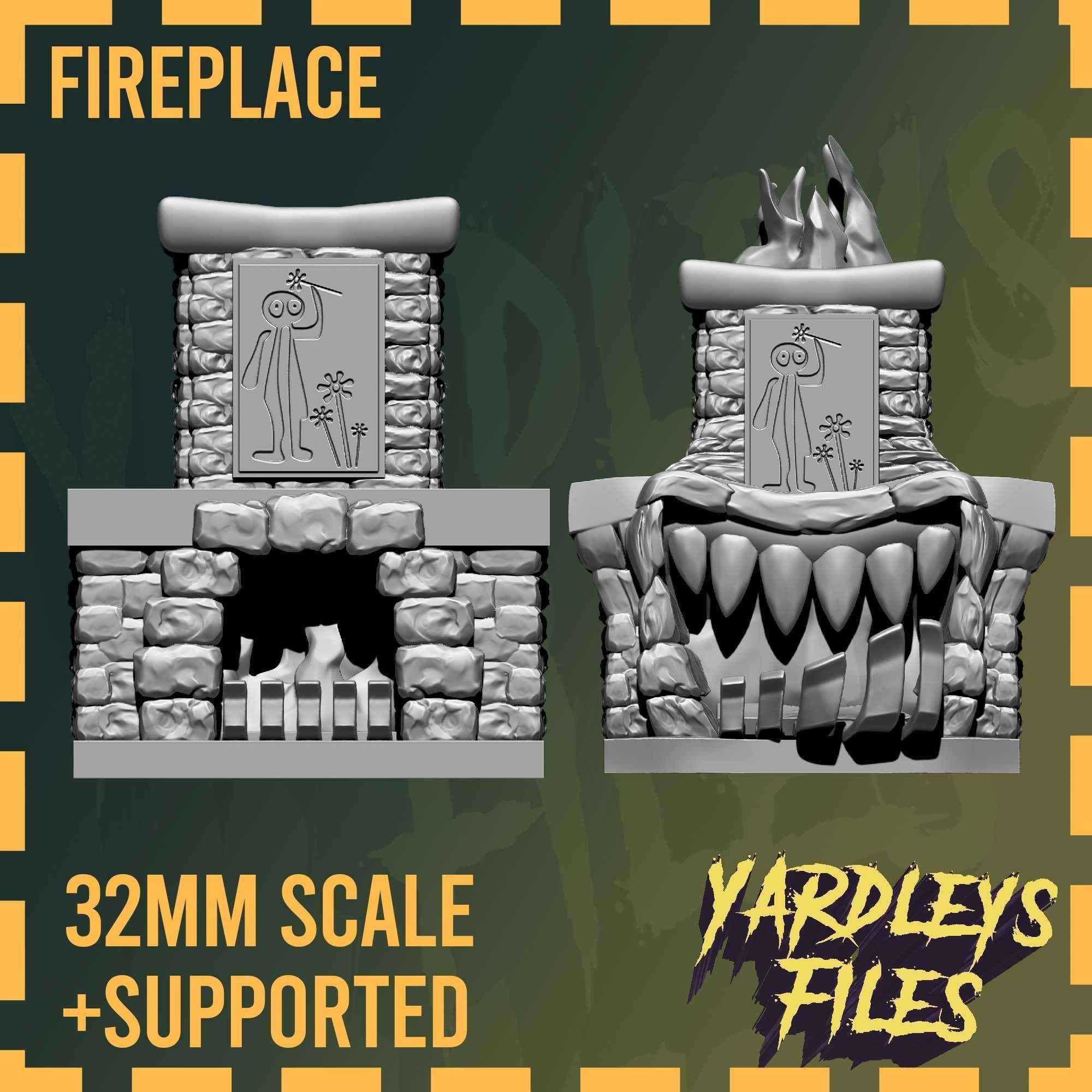 FANGS OF THE HEARTH Fireplace DnD Mimic 32mm 3D model 3D printable ...