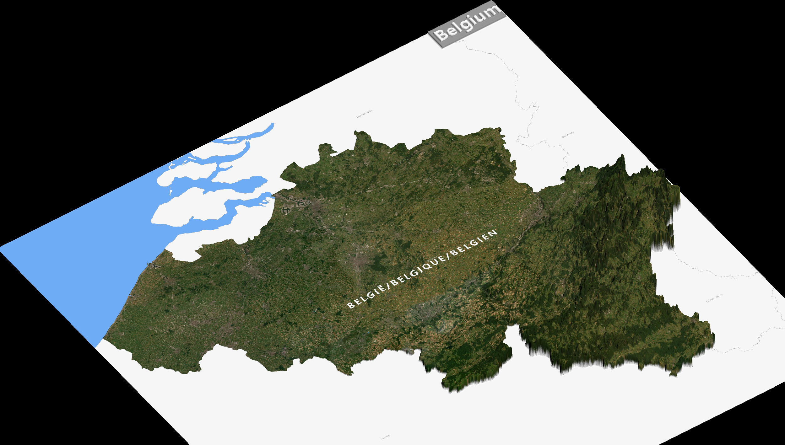 Belgium Terrain Topography Elevation DEM Geography Landscape 3D model ...