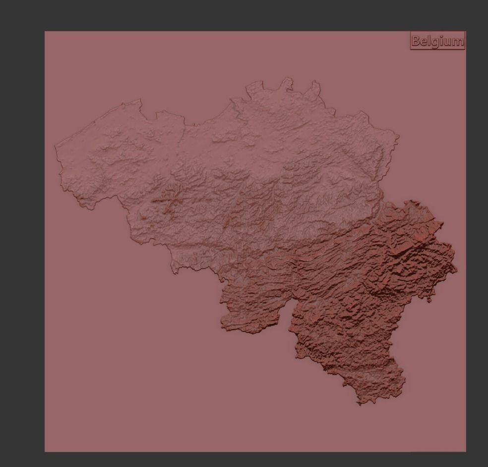 Belgium Terrain Topography Elevation DEM Geography Landscape 3D model ...
