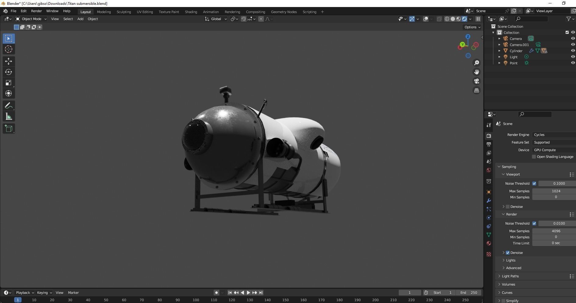 3D model Ocean Gate Titan submarine VR / AR / low-poly | CGTrader