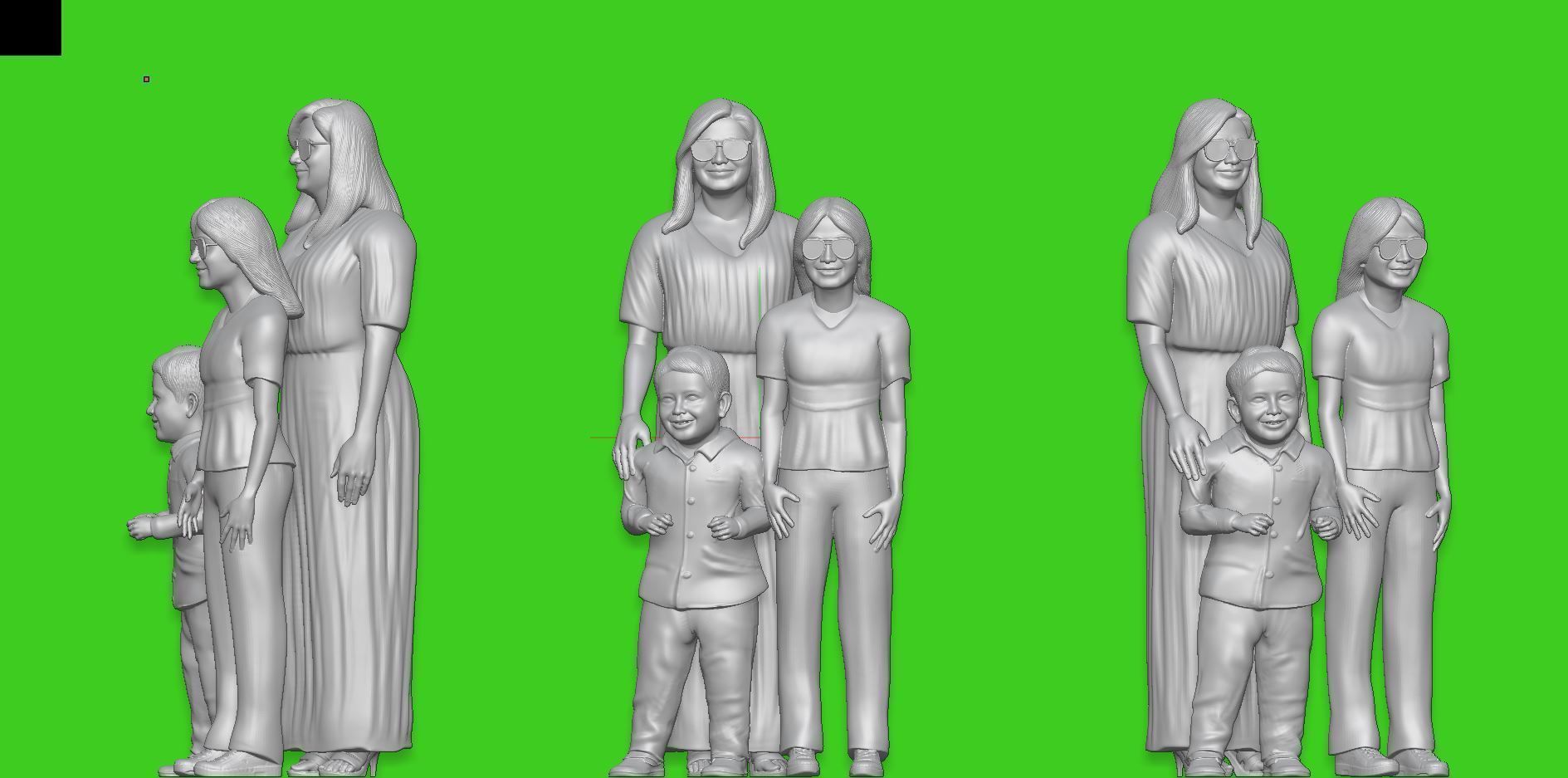 family miniature 3D model 3D printable | CGTrader