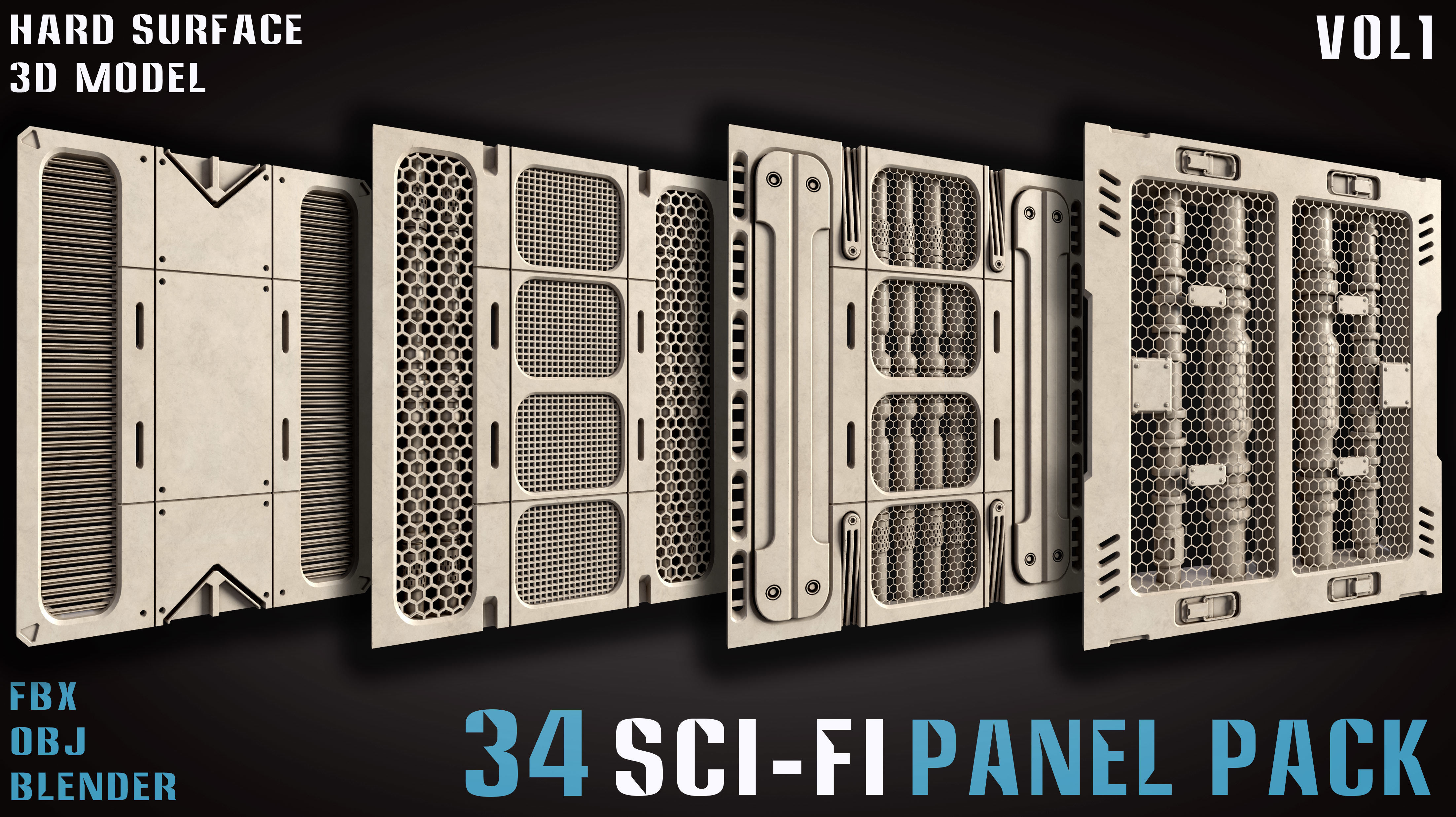34 Sci-Fi panel pack - vol1 3D model | CGTrader