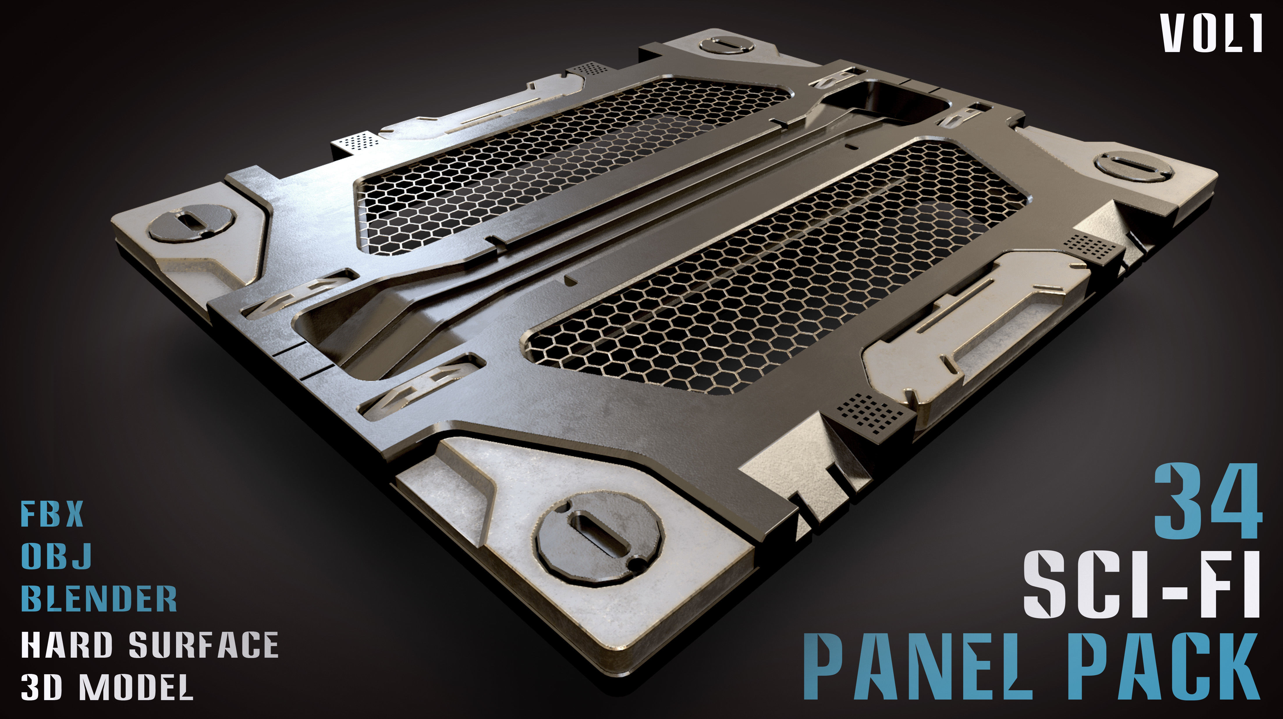 34 Sci-Fi panel pack - vol1 3D model | CGTrader