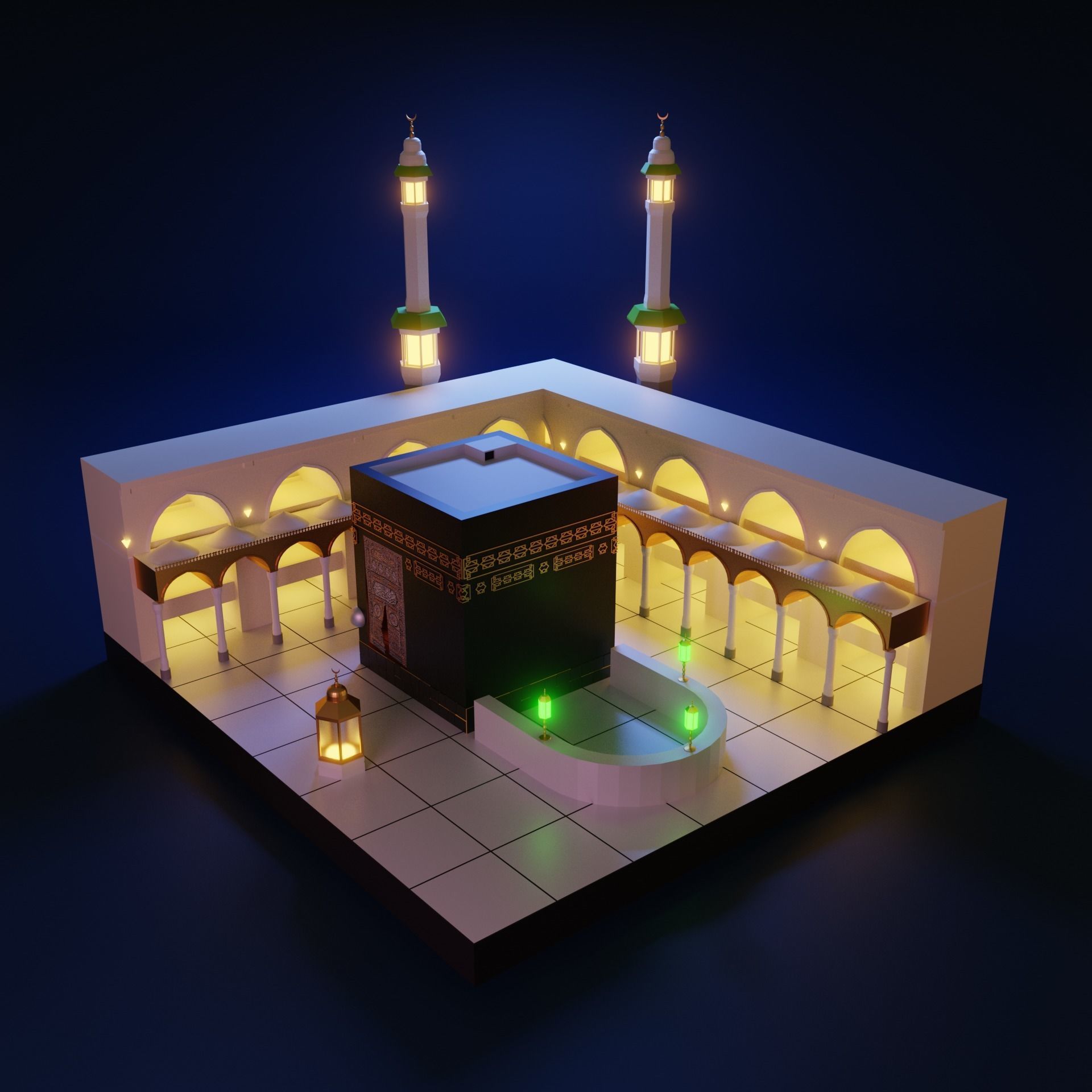 3D model Kaabah Lowpoly Isometric VR / AR / low-poly | CGTrader