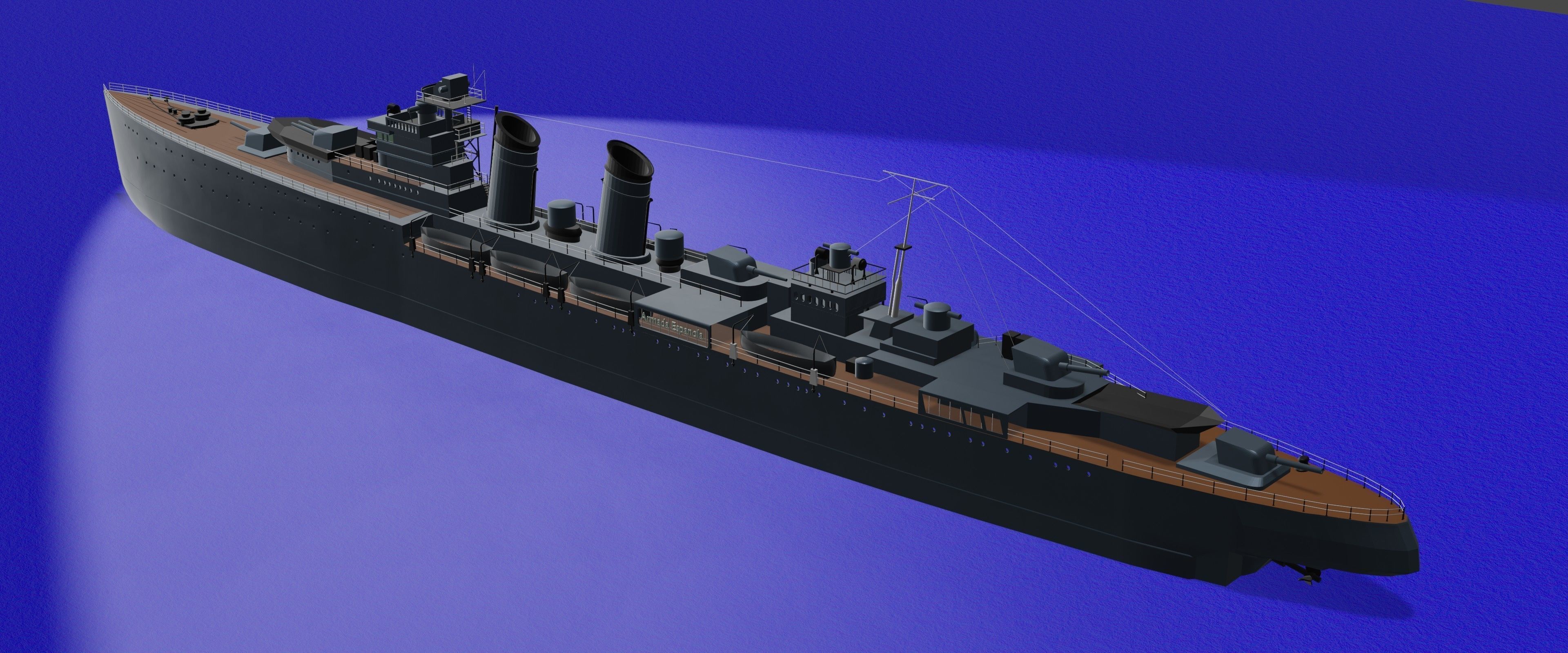 Almirante Cervera-class cruiser 3D model 3D model rigged | CGTrader
