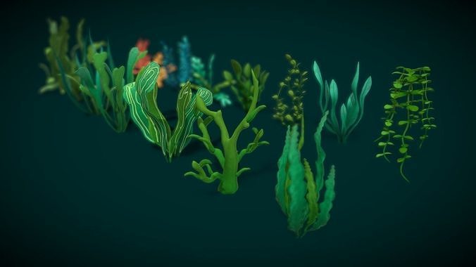 3D model Cartoon Seaweed 10 VR / AR / low-poly | CGTrader