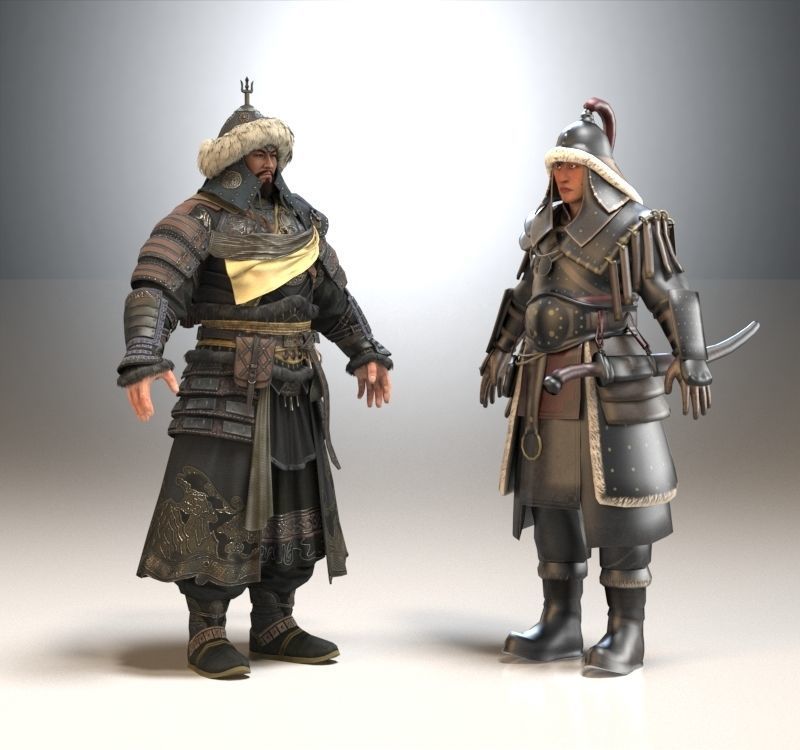 3D model Ancient Asians people Generals soldier VR / AR / low-poly ...