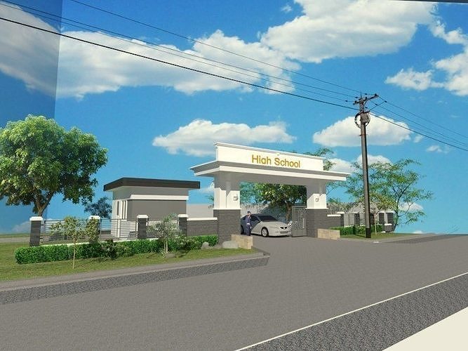 the high school gate 3D model 3D printable | CGTrader