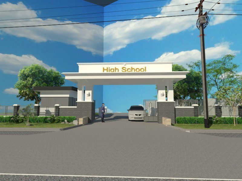 the high school gate 3D model 3D printable | CGTrader