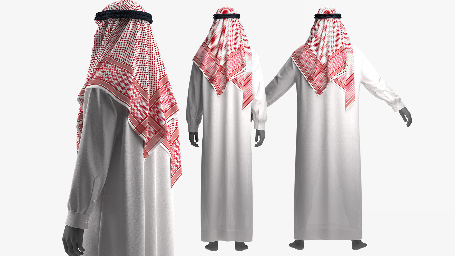 Thobe and Keffiyeh Fitted to Gen8 Body Mesh 3D model | CGTrader