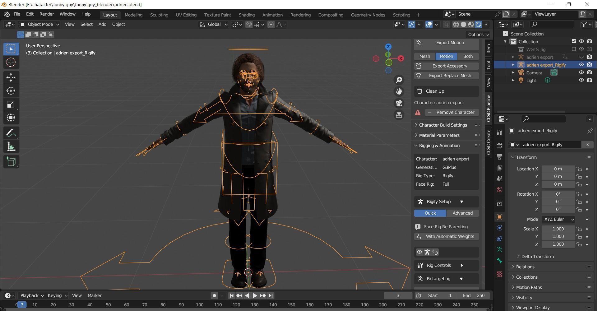 3D model Adrien Brody Rigged animated 2500 Free animations tutorial VR ...