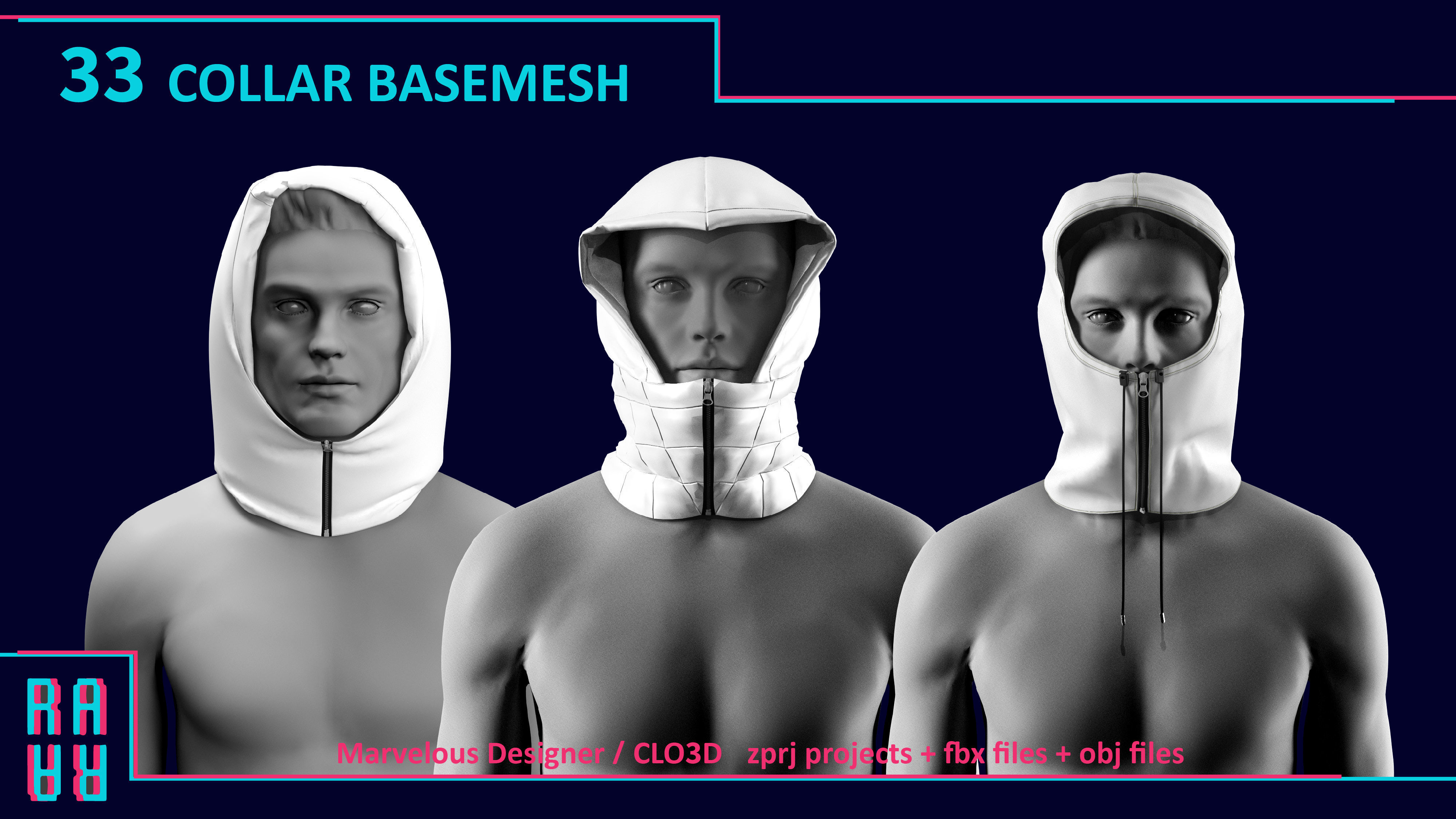 3D model 33 COLLAR BASEMESH VR / AR / low-poly | CGTrader