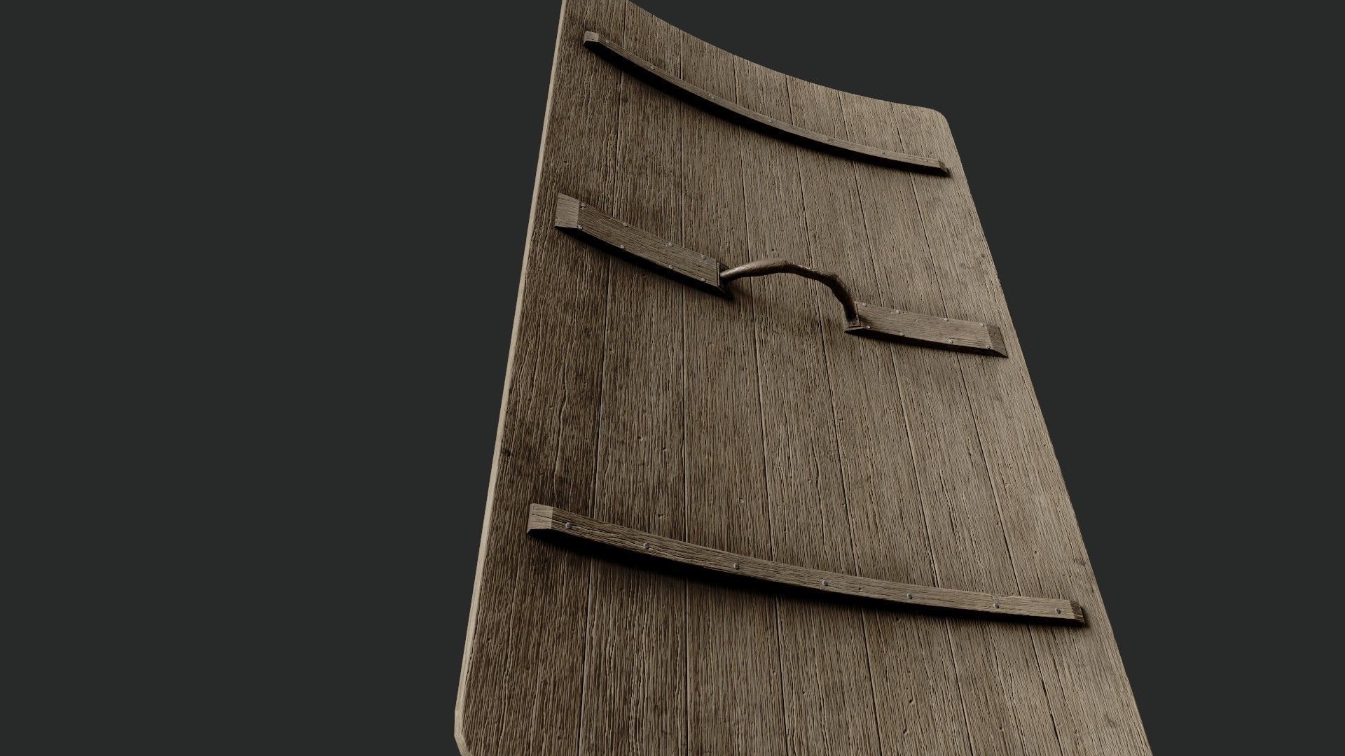 3D model Slavic square leather shield-painted black with rooster symbol ...