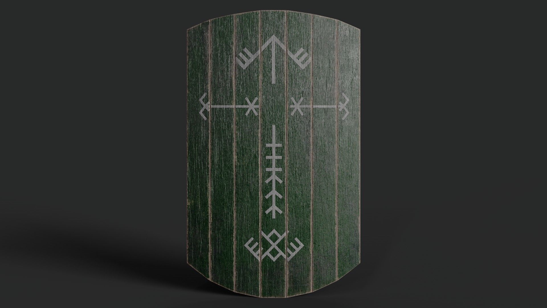 3D model Slavic square wooden shield-painted green with pagan symbol VR ...