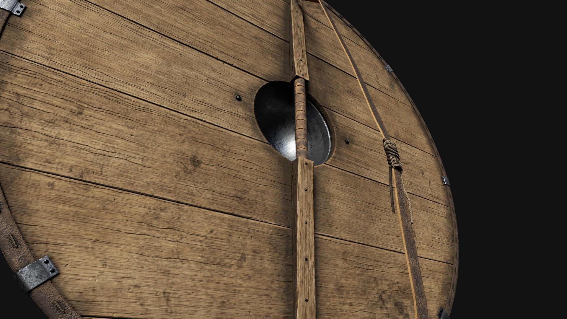 3D model Slavic round leather shield-painted black with pagan symbol VR ...