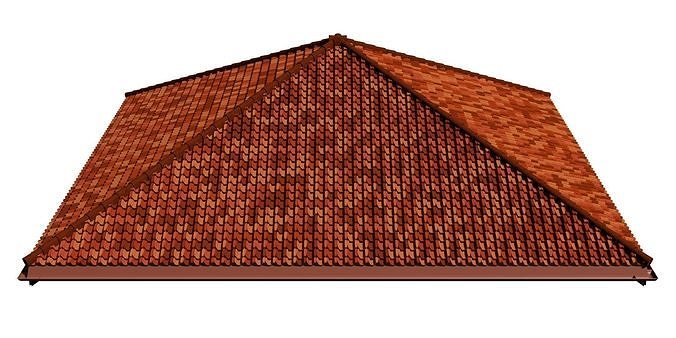 Hip roof with clay tile 2303 3D model | CGTrader