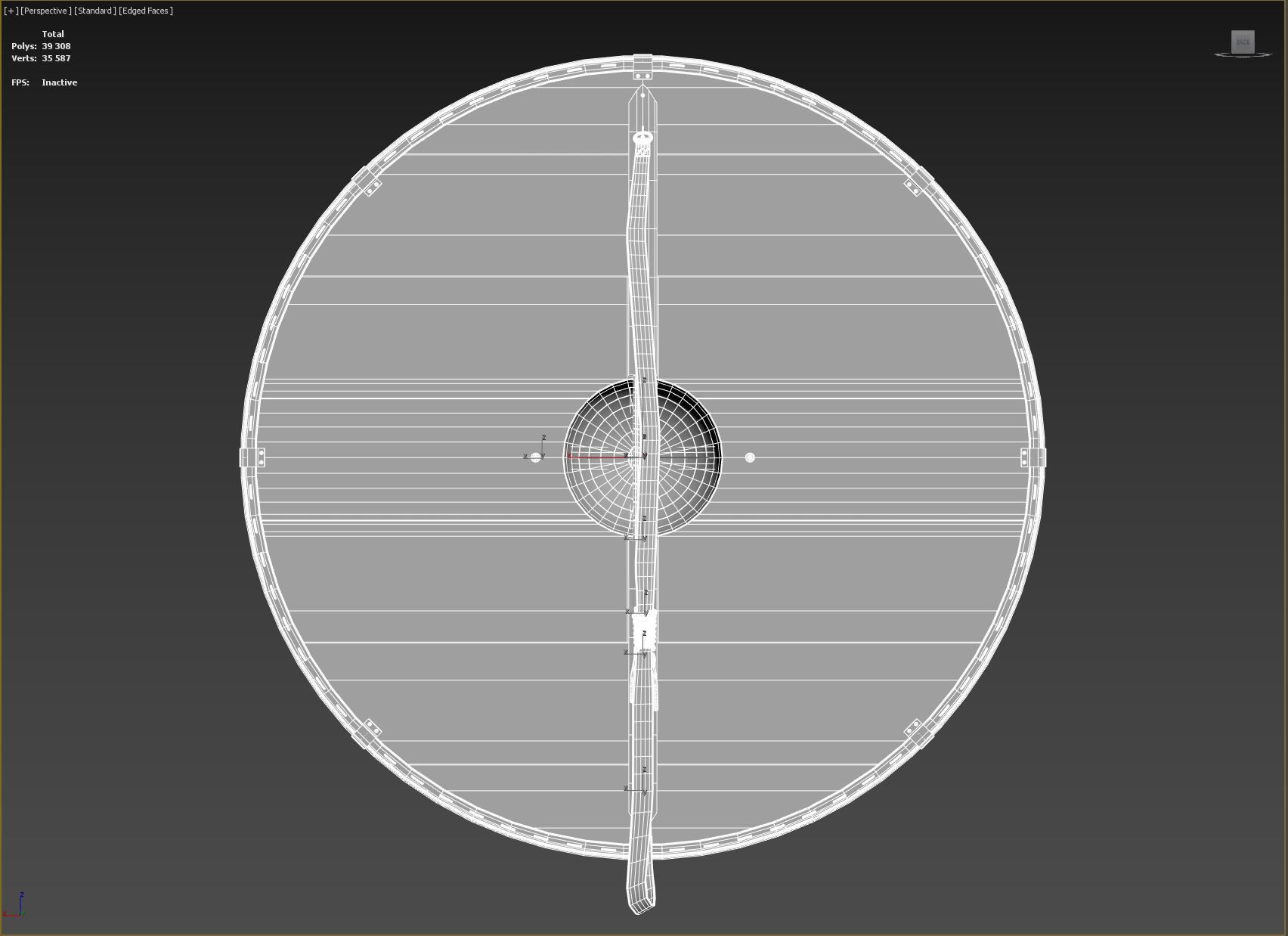 3D model Slavic round wooden shield-painted blue with nordic symbol VR ...