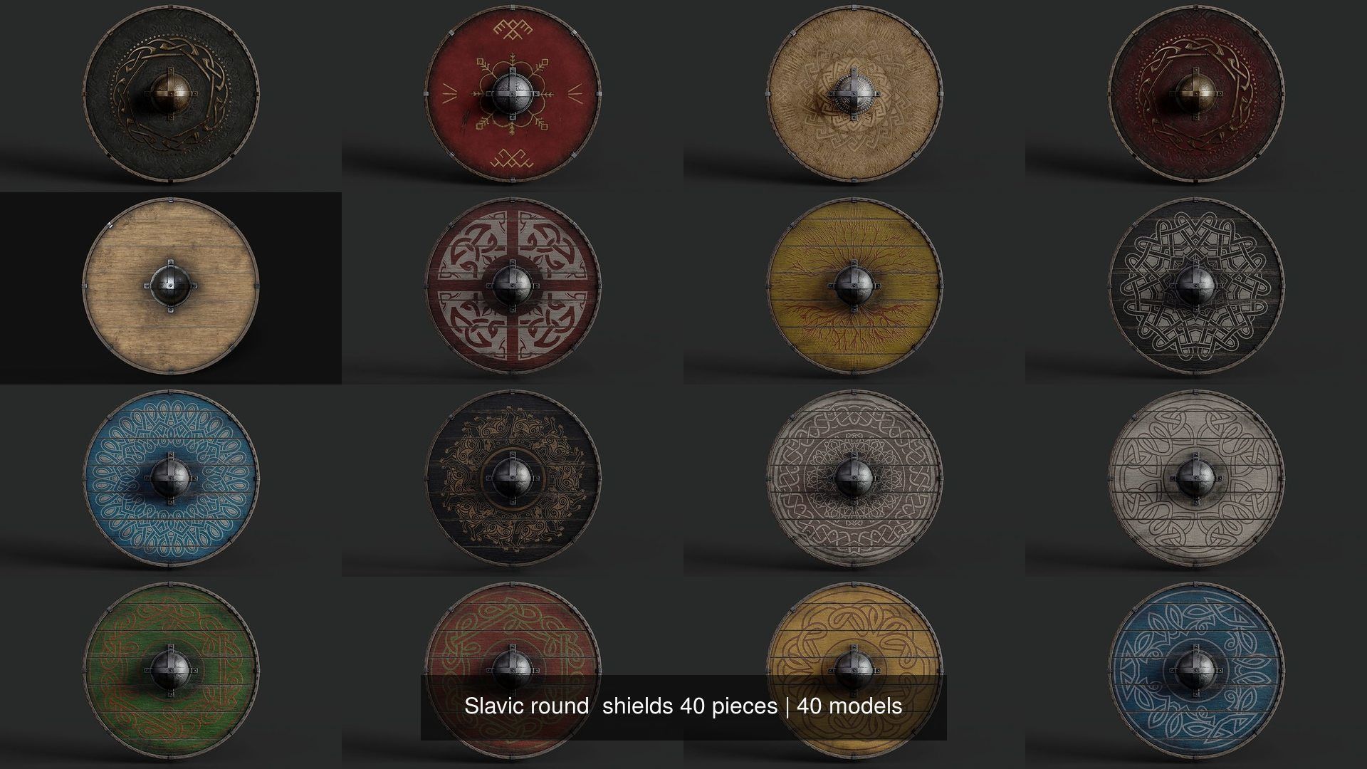 Slavic round shields 40 pieces 3D Model Collection | CGTrader