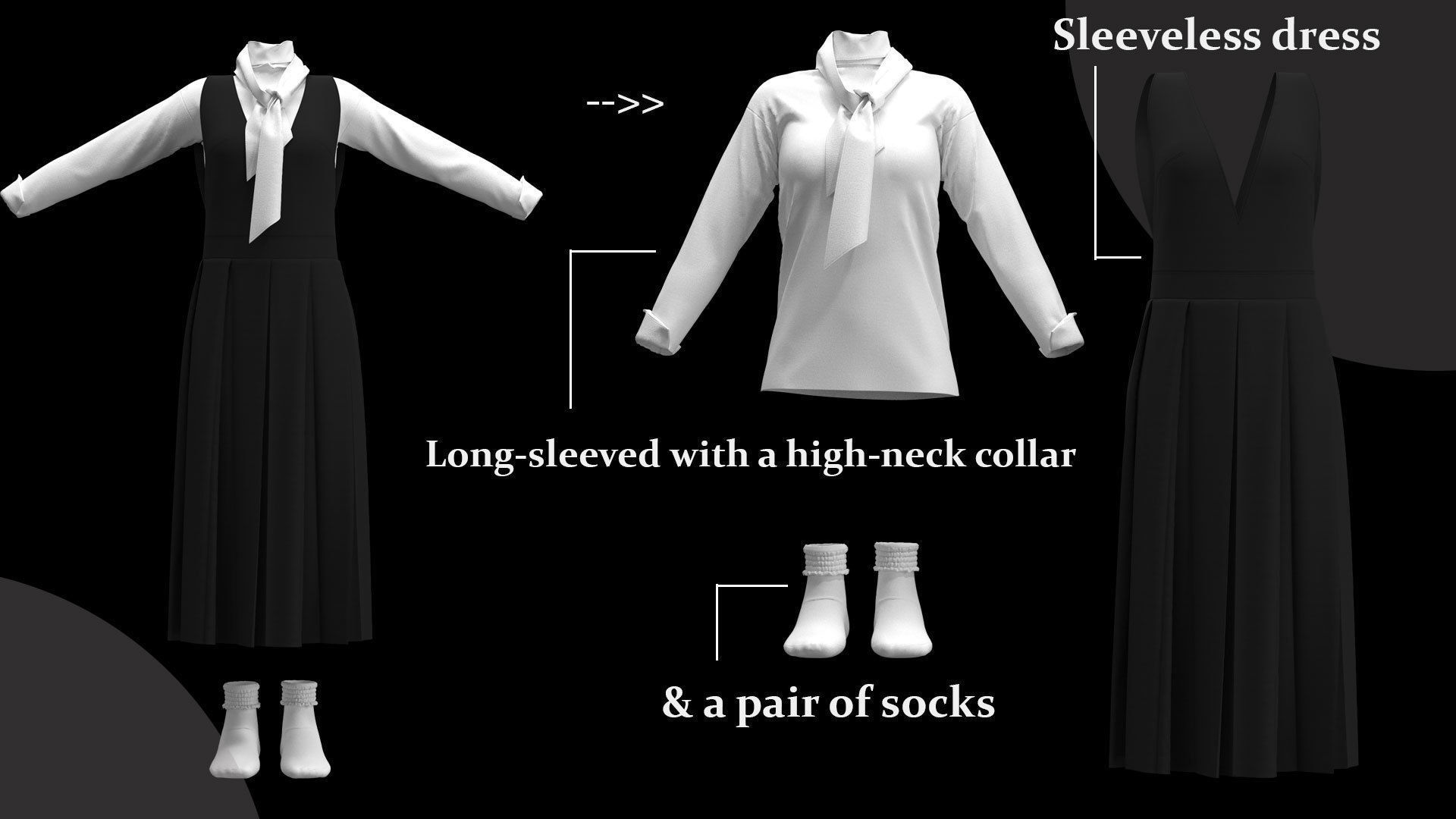 13 Different Styles of Female cartoon character clothing Vol 4 3D model ...