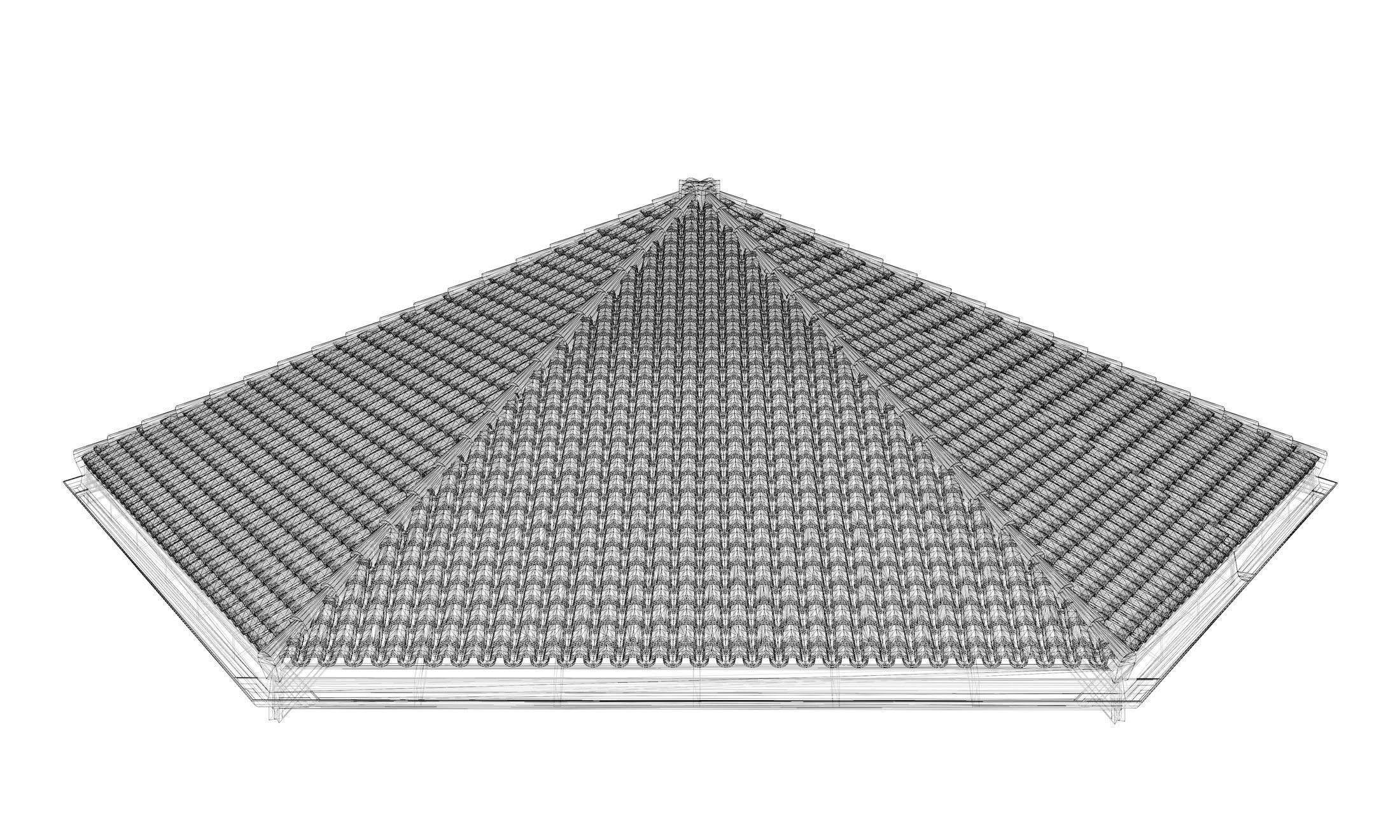Hexagon roof with clay tile 3D model | CGTrader