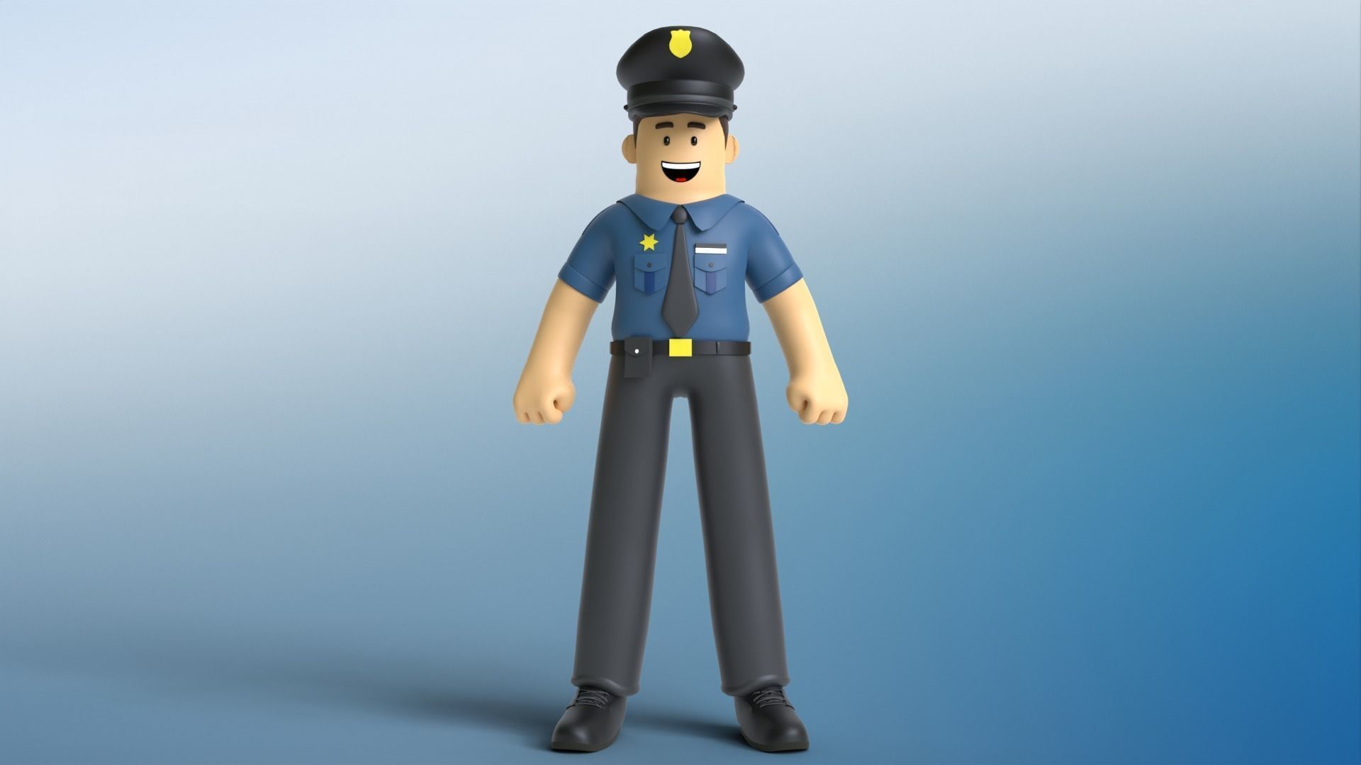 Minimal Cop Cartoon Character 3D model rigged | CGTrader