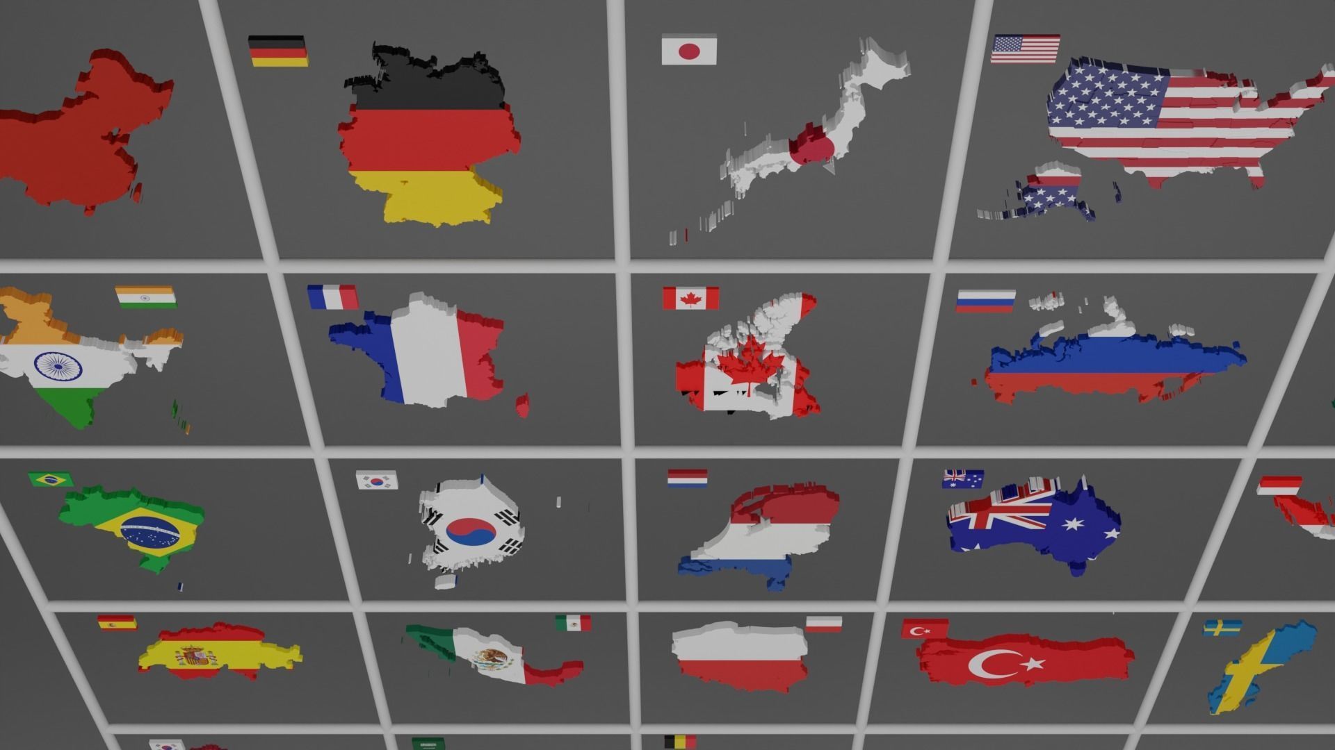 3D model Countries by GDP The Top 23 Economies in the World PACK VR ...