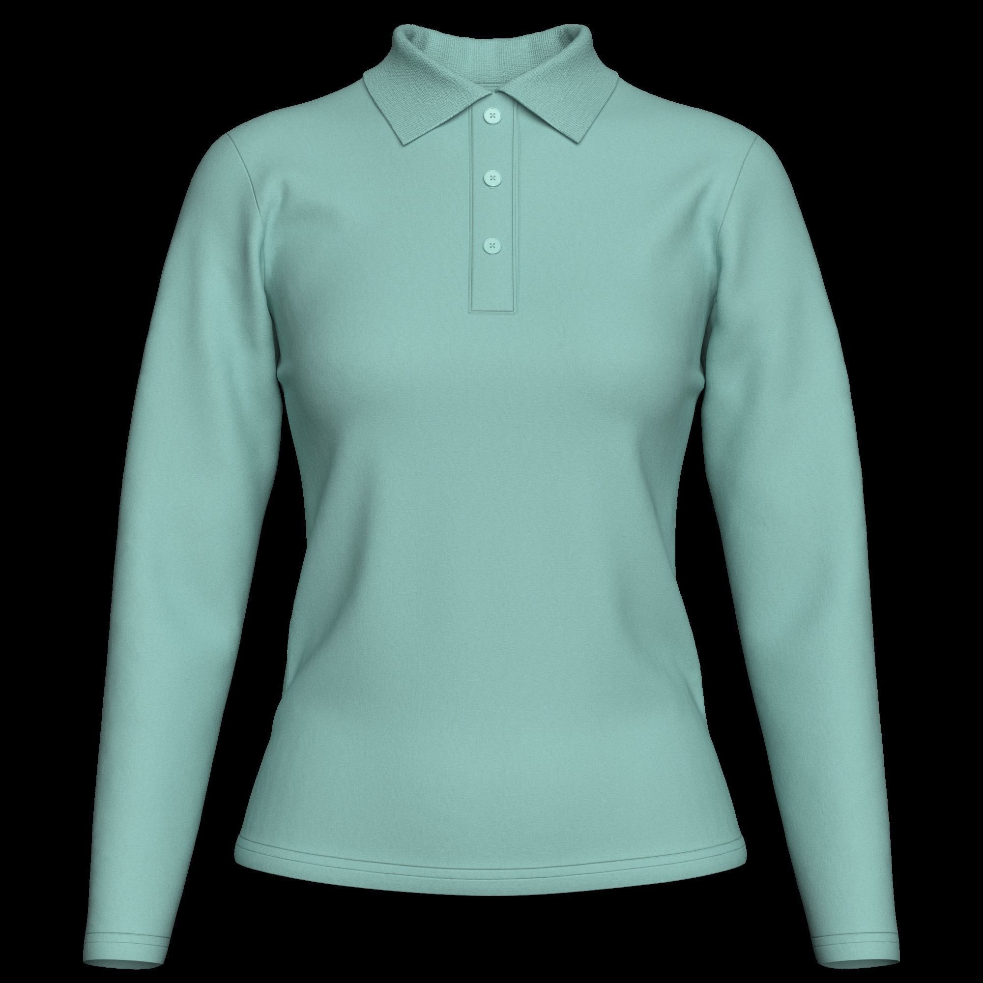 Women Long Sleeve Polo Tee Shirt 3D model | CGTrader