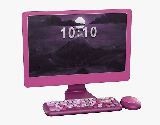 Sweet Pc Set Monitor Keyboard Mouse Candy Pink Version 3D model | CGTrader