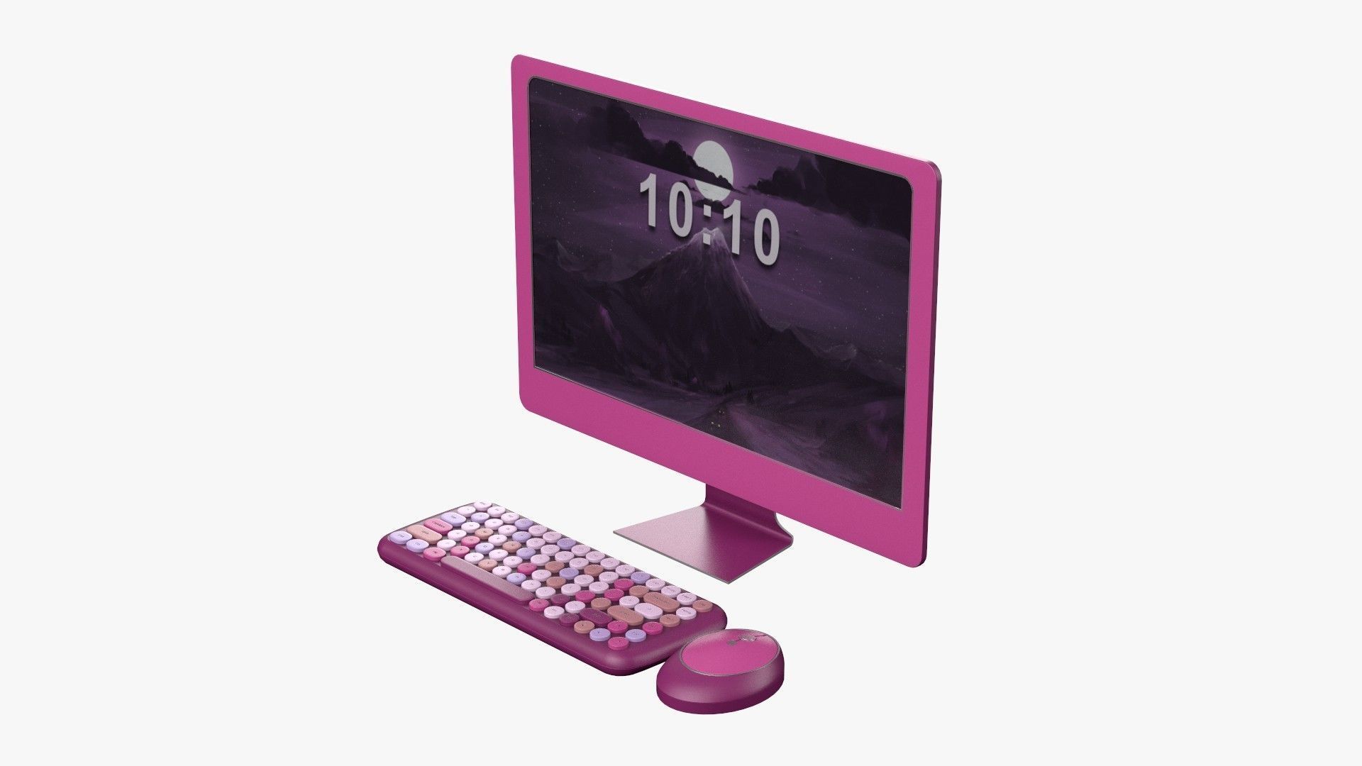 Sweet Pc Set Monitor Keyboard Mouse Candy Pink Version 3D model | CGTrader