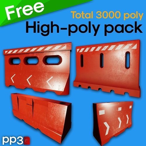 Plastic construction or road barriers High-poly free 3D model | CGTrader