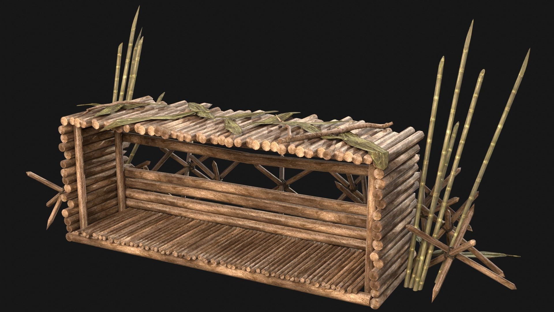 3D model JUNGLE SWAMP PALISADE TRAP WALLS BARRIER BARRICADE COLLECTION ...