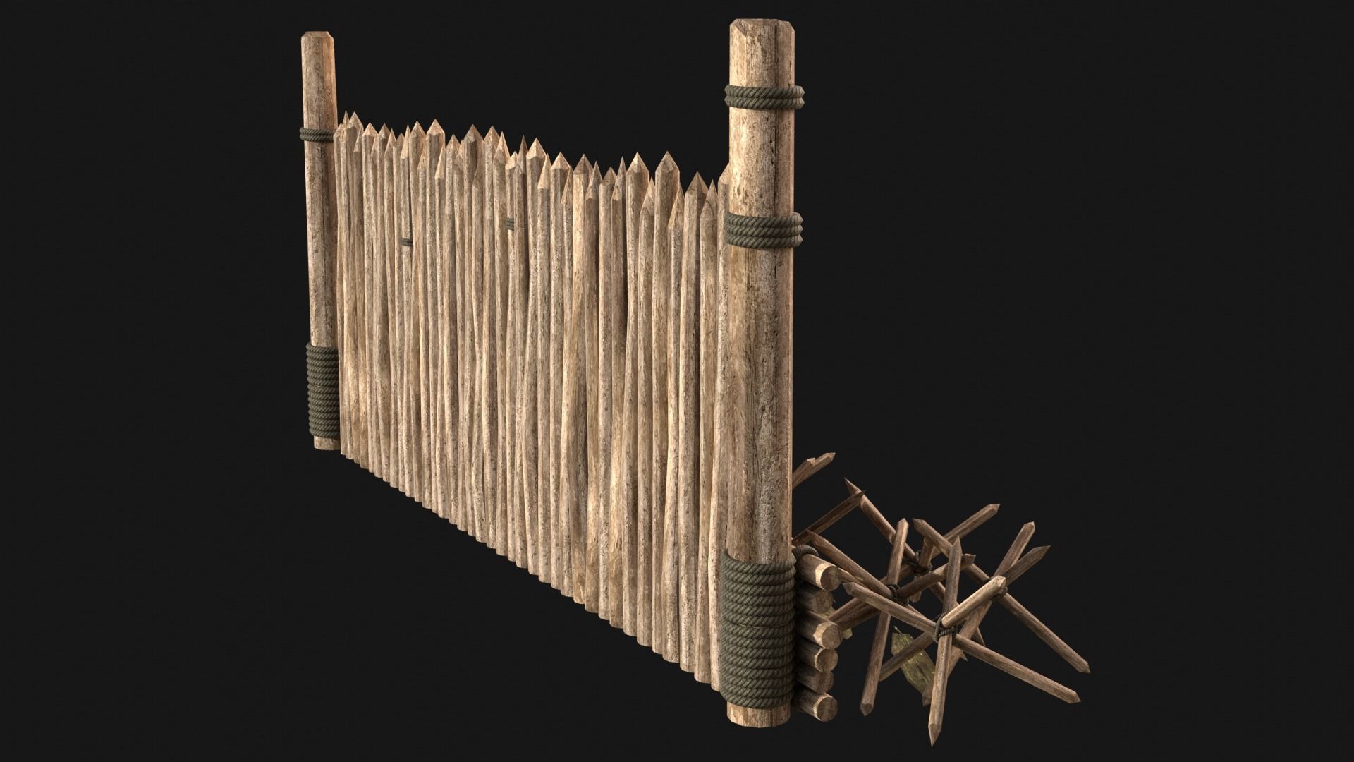 3D model JUNGLE SWAMP PALISADE TRAP WALLS BARRIER BARRICADE COLLECTION ...