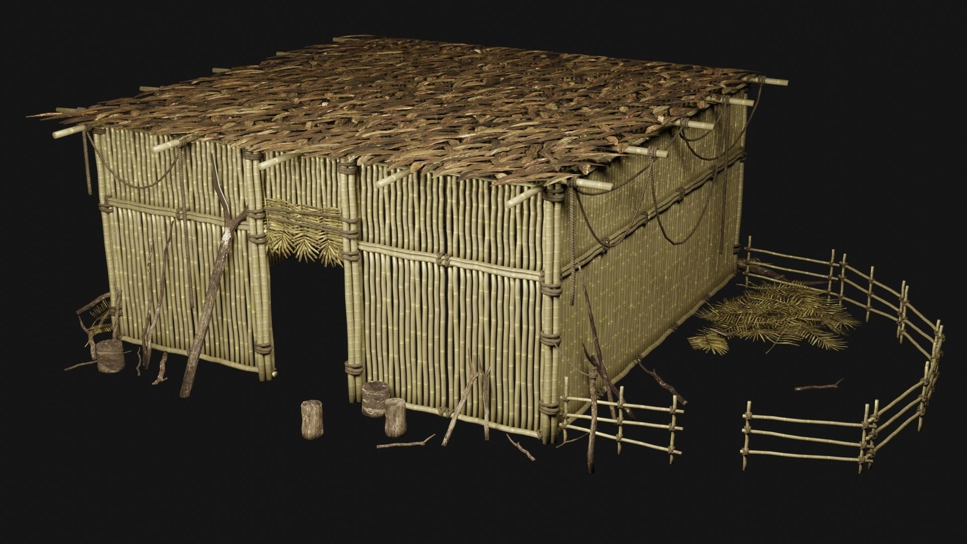 3D model JUNGLE SWAMP GENERIC HUT SHELTER COTTAGE AAA COLLECTION VR ...