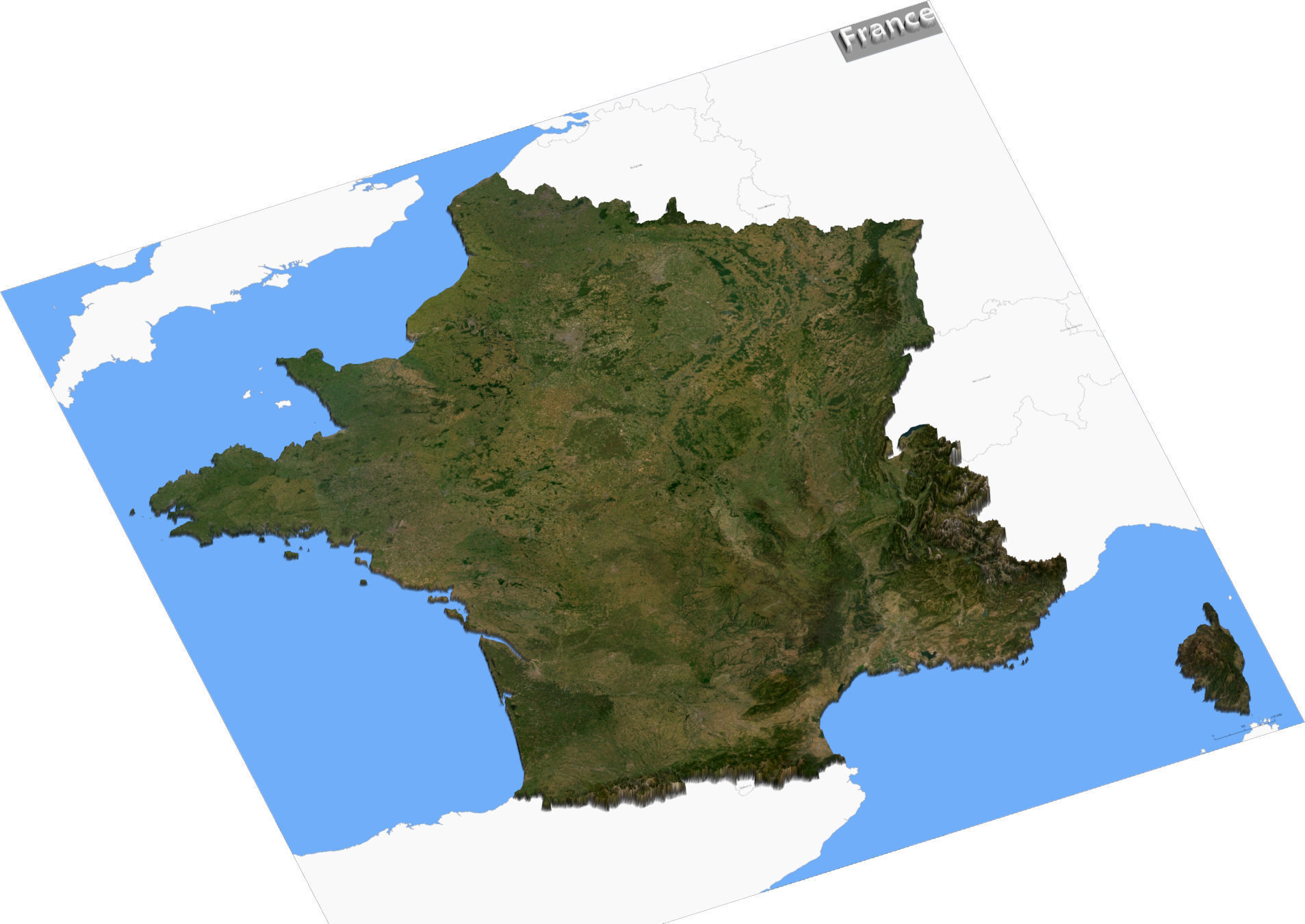 France Terrain Topography Elevation DEM Geography Landscape 3D model ...