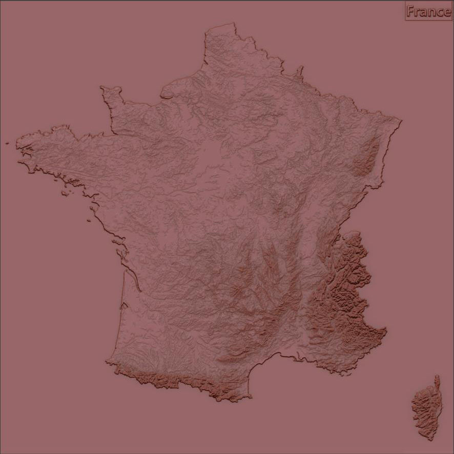 France Terrain Topography Elevation DEM Geography Landscape 3D model ...