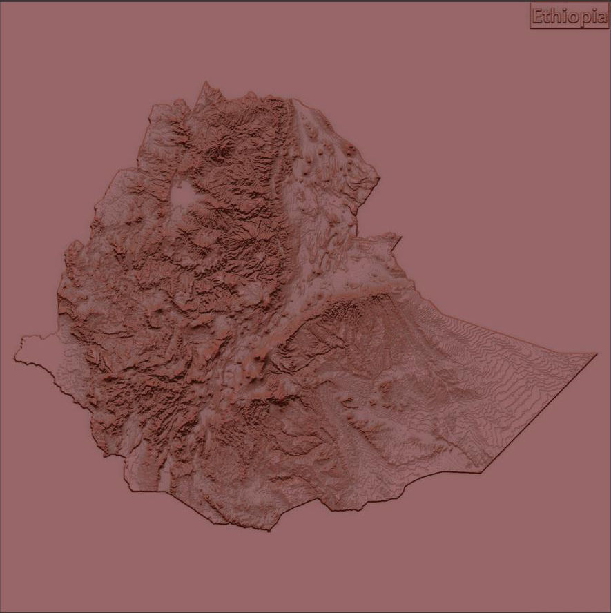 Ethiopia Terrain Topography Elevation DEM Geography Landscape 3D model ...