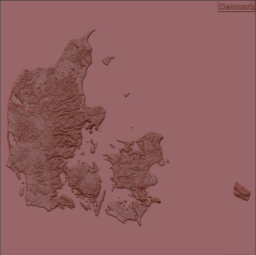 Denmark Terrain Topography Elevation DEM Geography Landscape 3D model ...