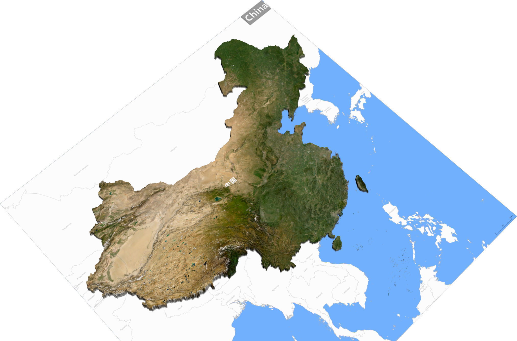 China Terrain Topography Elevation DEM Geography Landscape 3D model ...