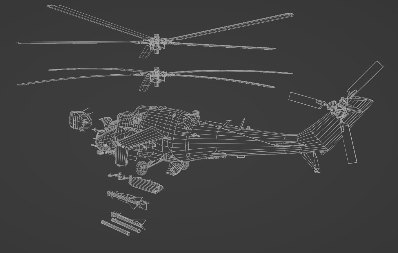 3D model MIL MI 24 V Hind Attack helicopter VR / AR / low-poly | CGTrader