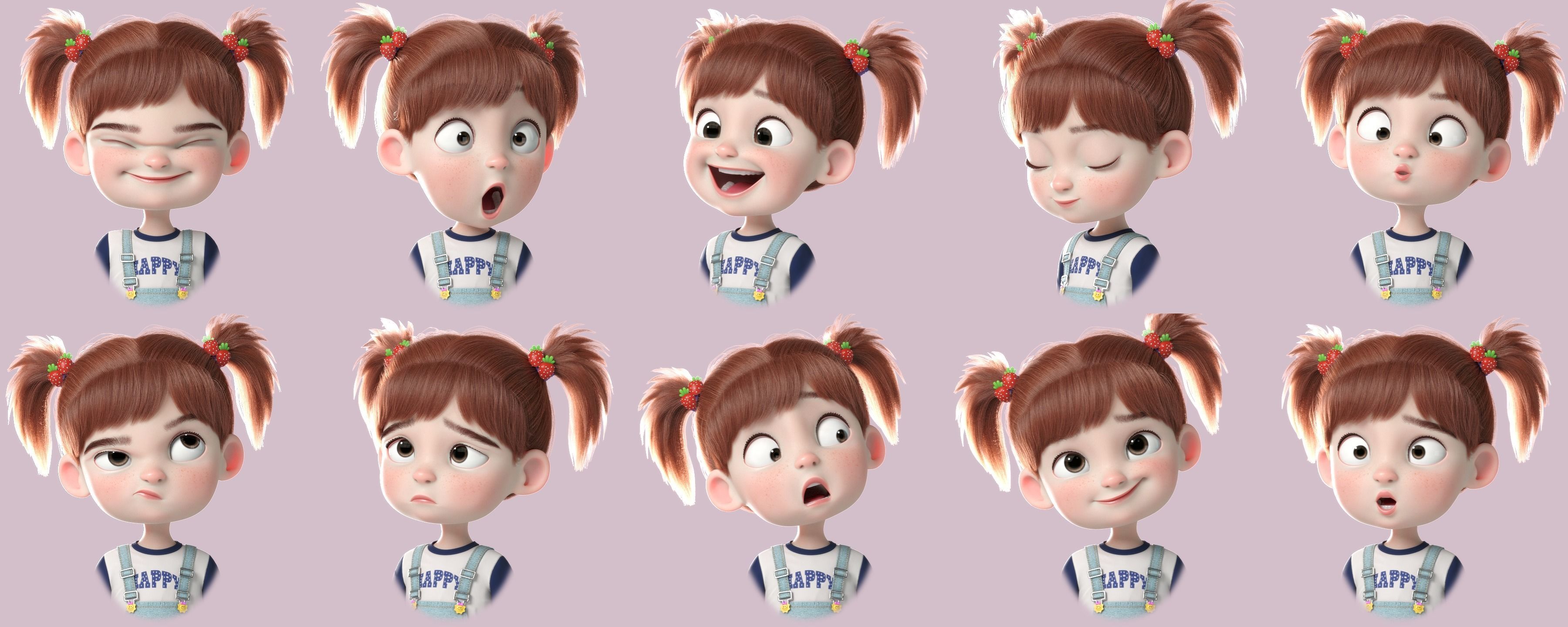Cartoon Girl Rigged 3D model rigged | CGTrader