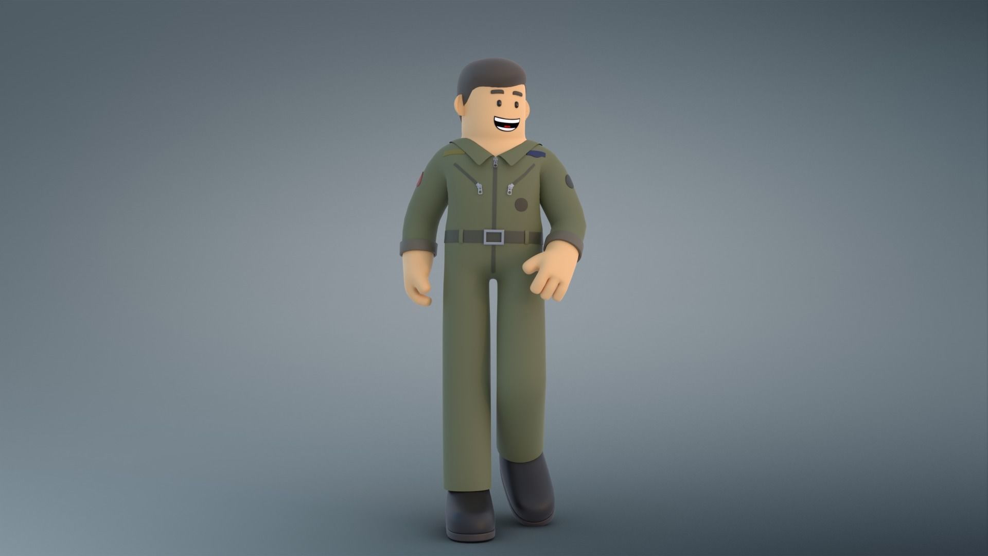 Minimal AirForce Pilot Cartoon Character 3D model rigged | CGTrader