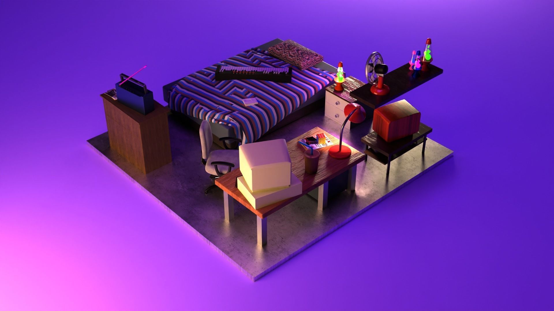 3D model Low-Poly 90s Retro Game Room VR / AR / low-poly | CGTrader