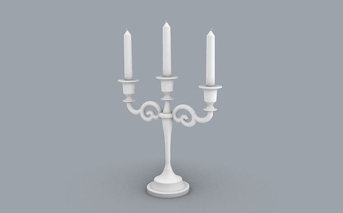Vintage Candlestick with Candles PM 3D model 3D printable | CGTrader