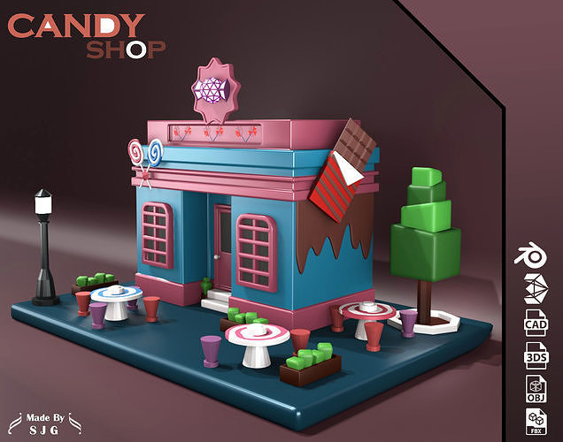 3D model candy shop VR / AR / low-poly | CGTrader